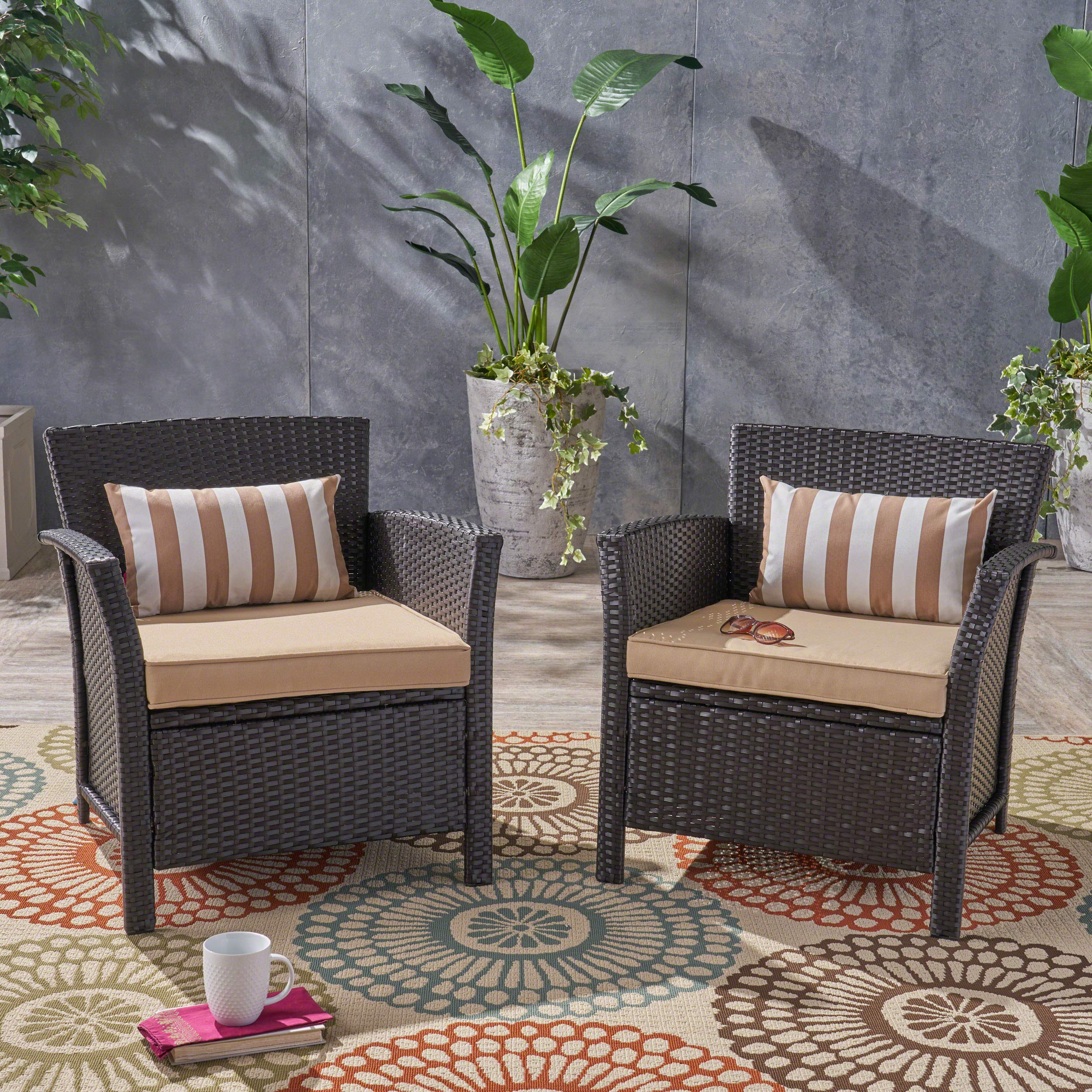 Christopher Knight Home Tori Outdoor Wicker Club Chairs (Set of 2), Brown and Tan