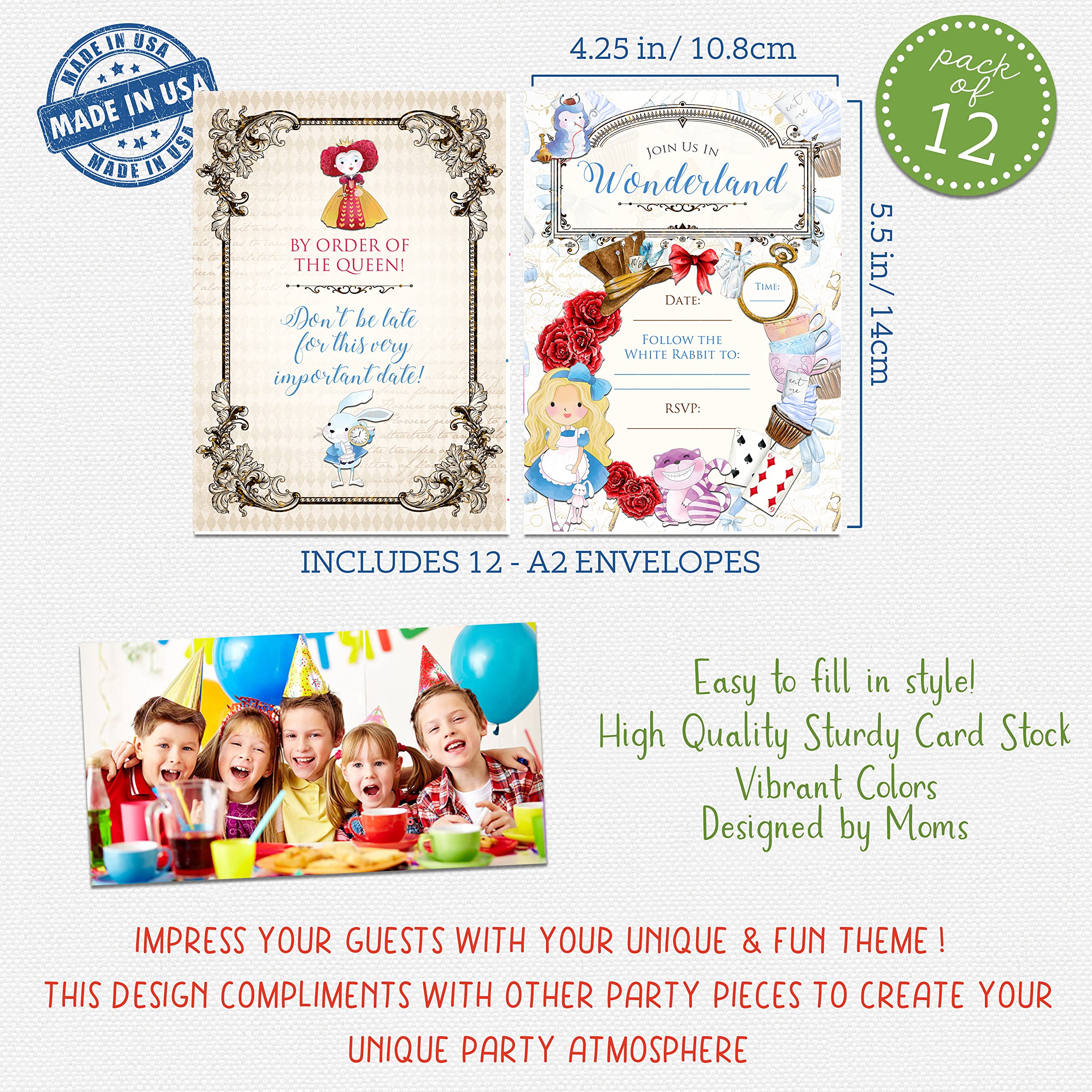 Silly Goose Gifts Alice Party Supplies Welcome to Wonderland Birthday (Invitation) 12 Included Invite Cartoon Party Birthday