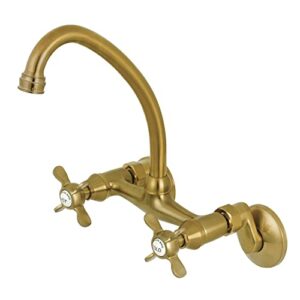 kingston brass ks114sb essex 6-inch adjustable center wall mount kitchen, brushed brass