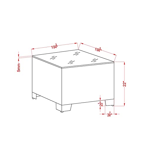 Furniture of America Condor Rattan Glass Top Patio End Table in Gray