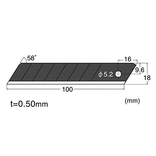 NT Cutter 18mm Heavy-duty Ultra-Sharp Black Snap-Off Blades, 10-Blade/Pack, 1 Pack (BL13P), 58 degree