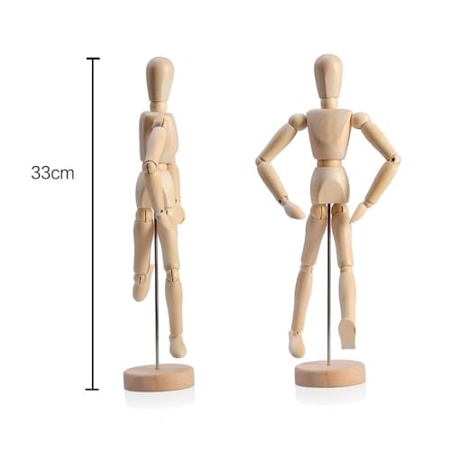 HSOMiD 12'' Artists Wooden Manikin Jointed Mannequin Perfect for Home Decoration/Drawing The Human Figure (A)