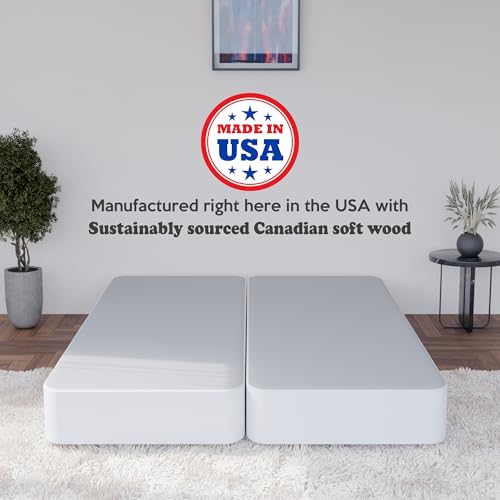 Greaton Fully Assembled Wood Traditional Box Spring/Foundation for Mattress, King Size, White