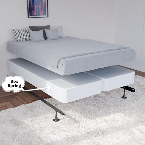 Greaton, 4-Inch Sturdy Split Box Spring for Mattress Support-Durable and Fully Assembled, Natural Wood Foundation for King, White