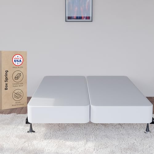 Greaton Fully Assembled Wood Traditional Box Spring/Foundation for Mattress, King Size, White