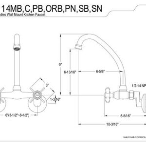 Kingston Brass KS114SB Essex 6-Inch Adjustable Center Wall Mount Kitchen, Brushed Brass