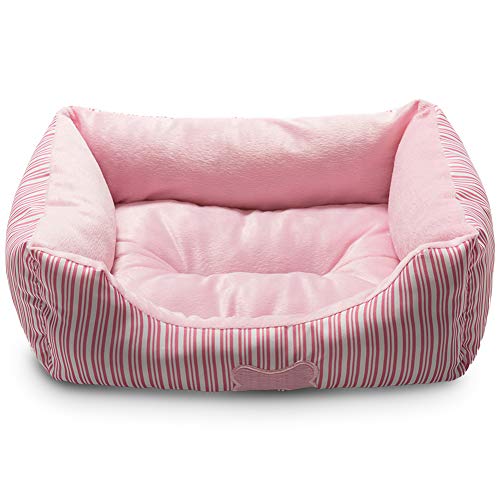 Hollypet TC Fabric Plush Small Dog Cat Bed Self-Warming Pet Bed, Pink