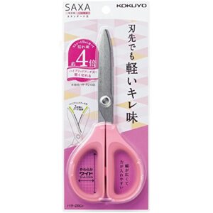 Kokuyo Saxa Scissors, Pink, Standard Blade, Symmetrical Handle for Both Right-Hand and Left-Hand, Japan Import (HASA-280P)