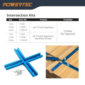 POWERTEC 71372 36 Inch Double-Cut Profile Universal T-Track with Predrilled Mounting Holes, 4 Pack, T Track for Woodworking Jigs and Fixtures, Drill Press Table, Router Table, Workbench