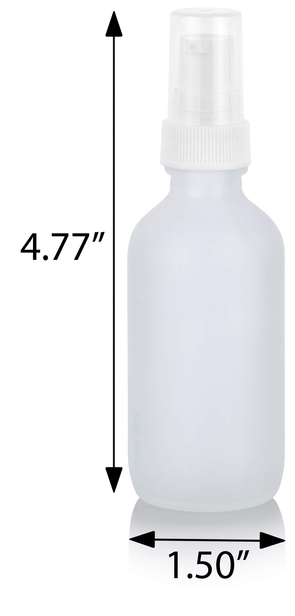 JUVITUS 2 oz Frosted Clear Glass Boston Round White Treatment Pump Bottle + Funnel (24 pack)