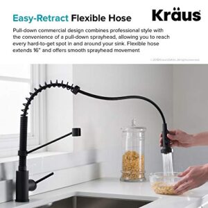 KRAUS 30-inch 16 Gauge Standart PRO Kitchen Sink Combo Set with Matte Black Bolden 18-inch Kitchen Faucet and Soap Dispenser, KHU100-30-1610-53MB