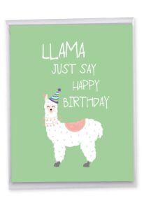 nobleworks - jumbo birthday greeting card 8.5 x 11 inch with envelope (1 pack) big, jumbo bday llama just say j6445abdg