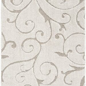 SAFAVIEH Laguna Shag Collection Area Rug - 8' x 10', Cream & Beige, Non-Shedding & Easy Care, 1-inch Thick Ideal for High Traffic Areas in Living Room, Bedroom (SGL455-1113)