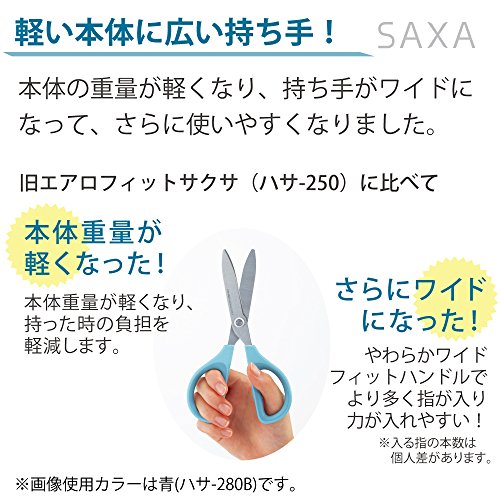 Kokuyo Saxa Scissors, Pink, Standard Blade, Symmetrical Handle for Both Right-Hand and Left-Hand, Japan Import (HASA-280P)