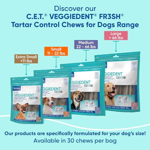 Virbac C.E.T. VEGGIEDENT FR3SH Tartar Control Chews for Dogs, Extra Small, 8 oz (Pack of 1)