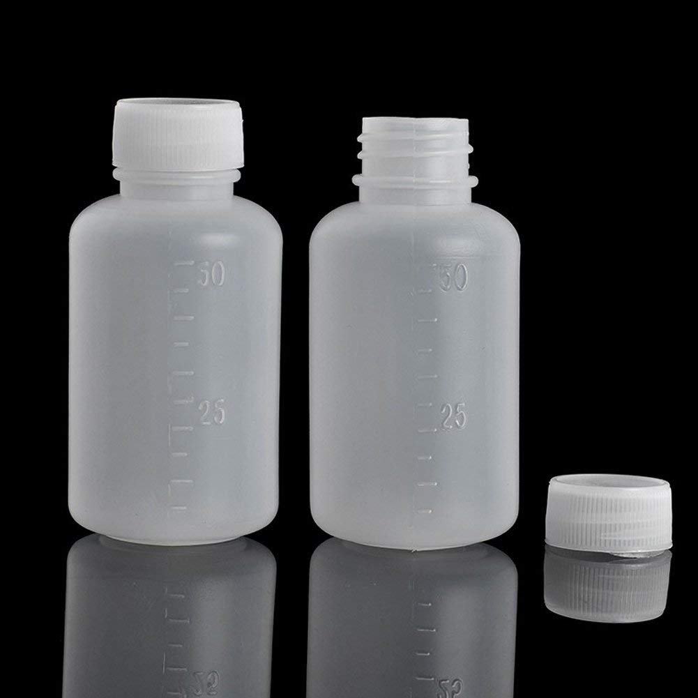 GDGY 40pcs 50ml 1.7OZ PE Plastic Empty Small Mouth Graduated Lab Chemical Container Reagent Bottle Sample Sealing Liquid Medicine Bottle (40pcs 50ml, 1.69)