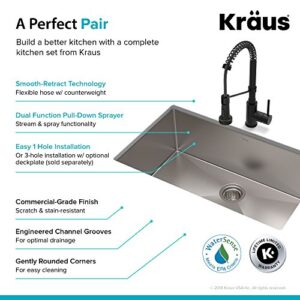 KRAUS 30-inch 16 Gauge Standart PRO Kitchen Sink Combo Set with Matte Black Bolden 18-inch Kitchen Faucet and Soap Dispenser, KHU100-30-1610-53MB