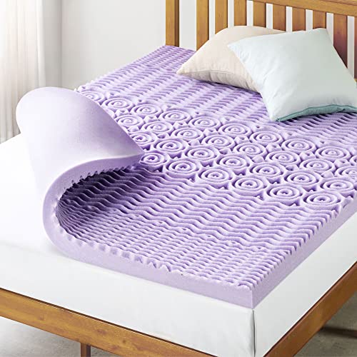 Best Price Mattress Twin Mattress Topper - 3 Inch 5-Zone Memory Foam Bed Topper with Lavender Infused Cooling Mattress Pad, Twin Size