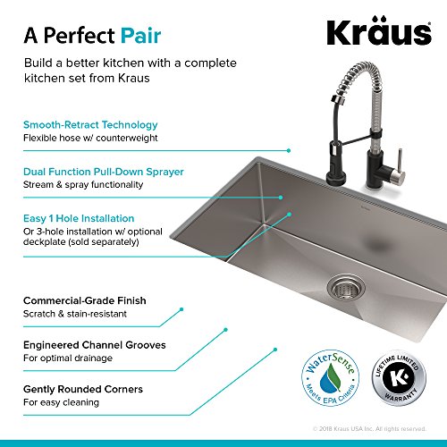 KRAUS 30-inch 16 Gauge Standart PRO Kitchen Sink Combo Set with Bolden 18-inch Kitchen Faucet and Soap Dispenser, Stainless Steel Matte Black KHU100-30-1610-53SSMB