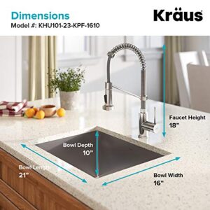 KRAUS 23-inch 16 Gauge Standart PRO Kitchen Sink Combo Set with Matte Black Bolden 18-inch Kitchen Faucet and Soap Dispenser, KHU101-23-1610-53MB