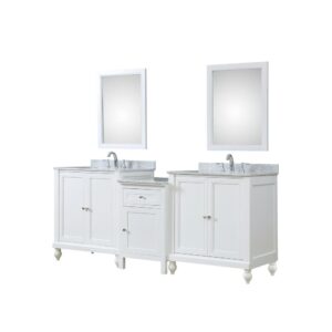 direct vanity sink classic spa 83 in. bath and makeup hybrid vanity white carrara marble top white-carrara-top