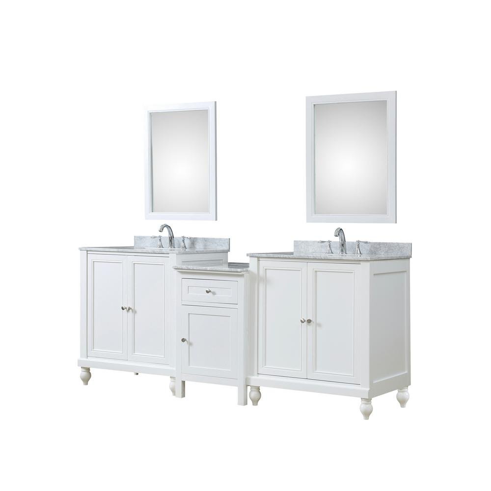 Direct Vanity Sink Classic Spa 83 in. Bath and Makeup Hybrid Vanity White Carrara Marble top White-Carrara-top