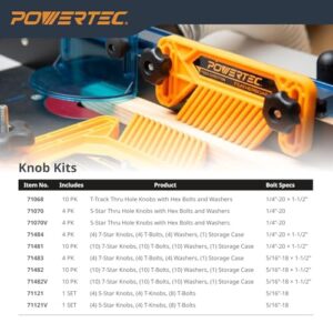 POWERTEC 71372 36 Inch Double-Cut Profile Universal T-Track with Predrilled Mounting Holes, 4 Pack, T Track for Woodworking Jigs and Fixtures, Drill Press Table, Router Table, Workbench