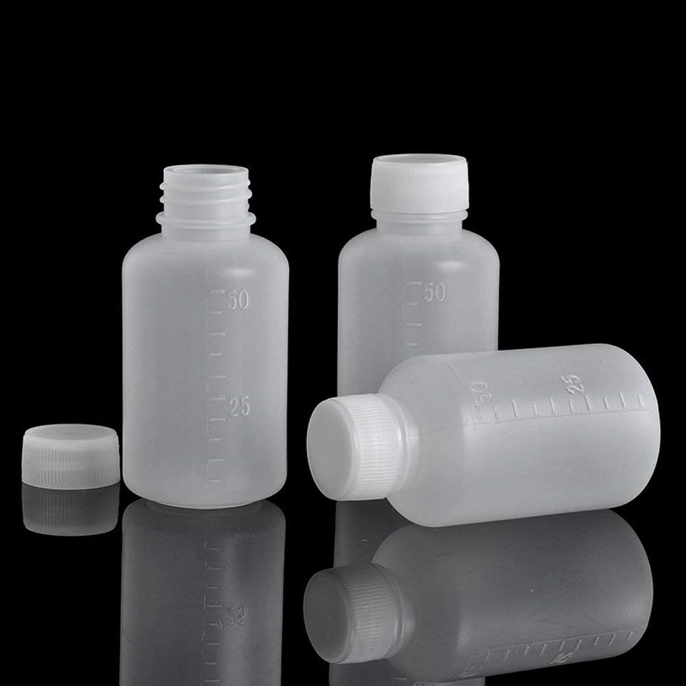 GDGY 40pcs 50ml 1.7OZ PE Plastic Empty Small Mouth Graduated Lab Chemical Container Reagent Bottle Sample Sealing Liquid Medicine Bottle (40pcs 50ml, 1.69)