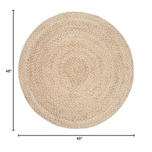 SAFAVIEH Natural Fiber Round Collection 4' Round Ivory NF804B Handmade Boho Charm Braided Jute Area Rug