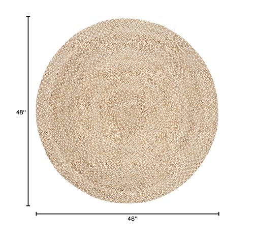 SAFAVIEH Natural Fiber Round Collection 4' Round Ivory NF804B Handmade Boho Charm Braided Jute Area Rug