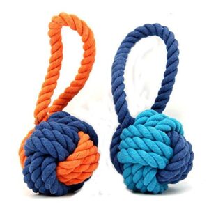 xpangle dog ball toy,dog interactive rope chew toys durable teeth throw and tug war plays for medium to large breeds and puppies(orange)