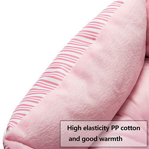 Hollypet TC Fabric Plush Small Dog Cat Bed Self-Warming Pet Bed, Pink