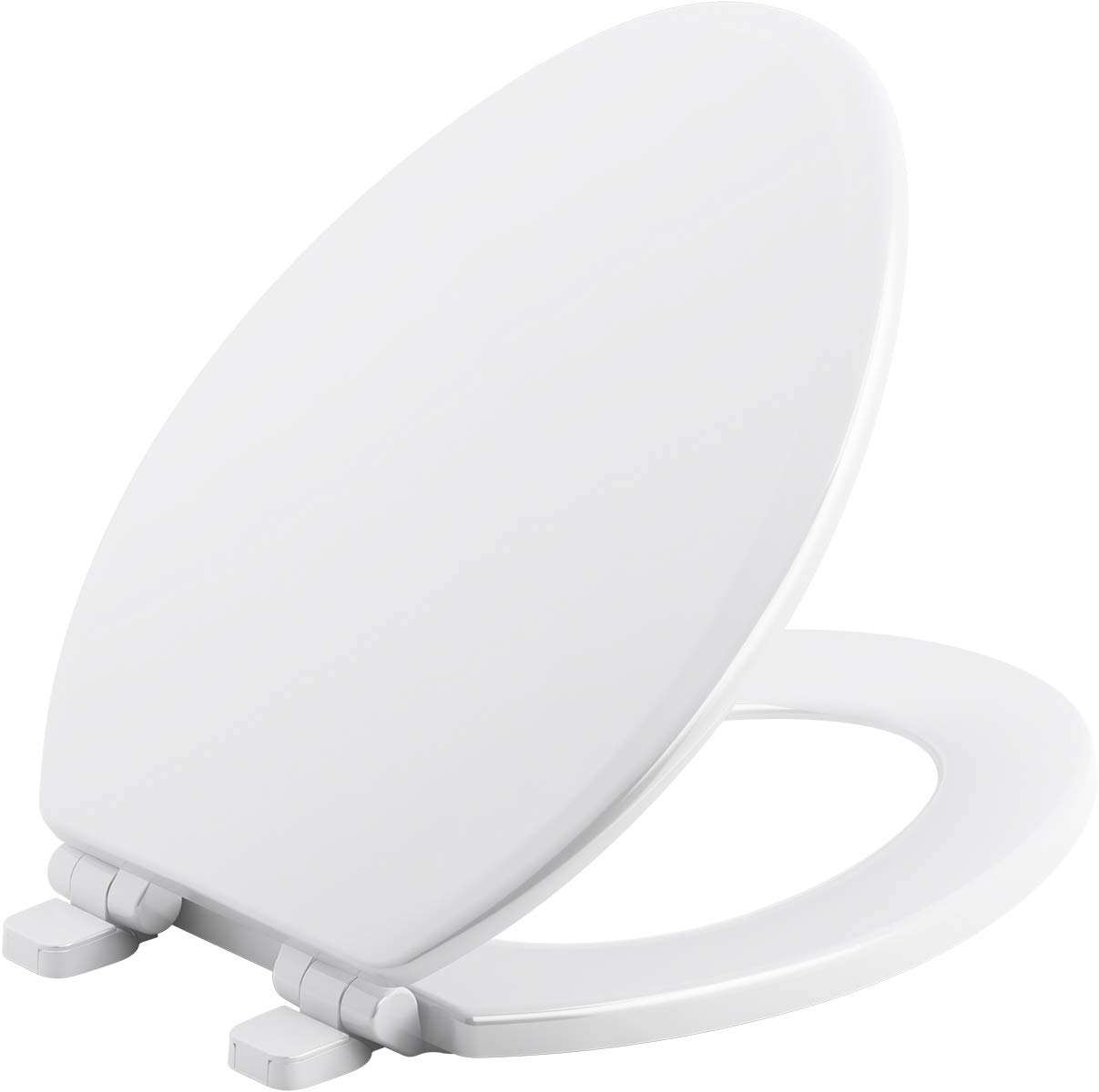 KOHLER 20454-0 Ridgewood Quiet-Close Elongated Toilet Seat, Compression-Molded Wood Toilet Seat, Soft Close Toilet Seat, White