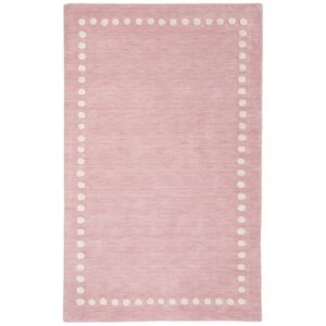 safavieh kids collection area rug - 8' x 10', pink, handmade polka dot border wool, ideal for high traffic areas in living room, bedroom (sfk802u)