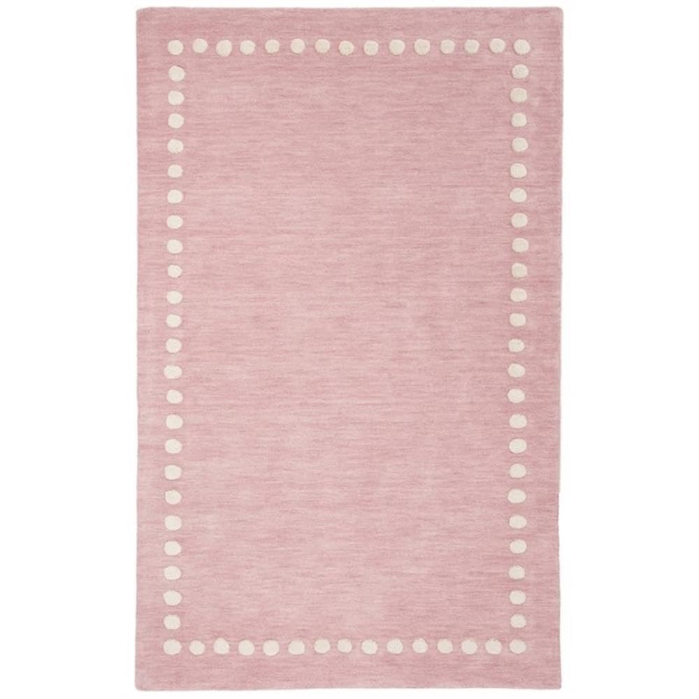 SAFAVIEH Kids Collection Area Rug - 8' x 10', Pink, Handmade Polka Dot Border Wool, Ideal for High Traffic Areas in Living Room, Bedroom (SFK802U)