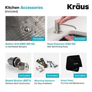 KRAUS 30-inch 16 Gauge Standart PRO Kitchen Sink Combo Set with Bolden 18-inch Kitchen Faucet and Soap Dispenser, Stainless Steel Matte Black KHU100-30-1610-53SSMB