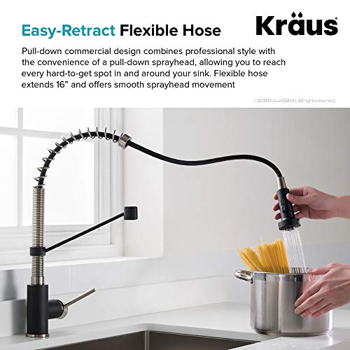 KRAUS 30-inch 16 Gauge Standart PRO Kitchen Sink Combo Set with Bolden 18-inch Kitchen Faucet and Soap Dispenser, Stainless Steel Matte Black KHU100-30-1610-53SSMB