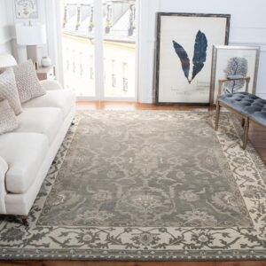 safavieh royalty collection area rug - 8' x 10', grey & cream, handmade traditional oriental wool, ideal for high traffic areas in living room, bedroom (roy993a)