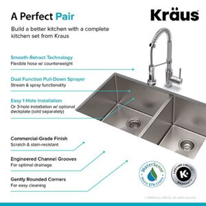 KRAUS 33-inch 16 Gauge Double Bowl 60/40 Standart PRO Kitchen Sink Combo Set with Bolden 18-inch Kitchen Faucet and Soap Dispenser, Chrome KHU103-33-1610-53CH