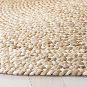 SAFAVIEH Natural Fiber Round Collection 4' Round Ivory NF804B Handmade Boho Charm Braided Jute Area Rug