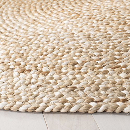 SAFAVIEH Natural Fiber Round Collection 4' Round Ivory NF804B Handmade Boho Charm Braided Jute Area Rug