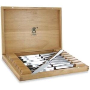 zwilling j.a. henckels stainless steel steak knife set with wood presentation box