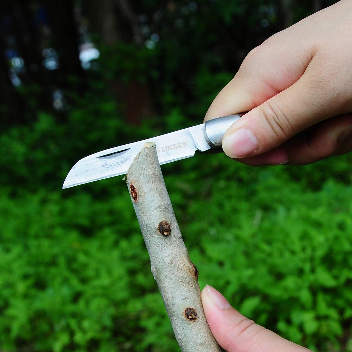 Linsen-outdoor Pruning Knife,Grafting knife, Stainless Steel Garden Budding Knife, Folding Pocket Knife For Grafting Multi Cutting Tool, Weed Bushes Branches Mushroom Diggig Knife