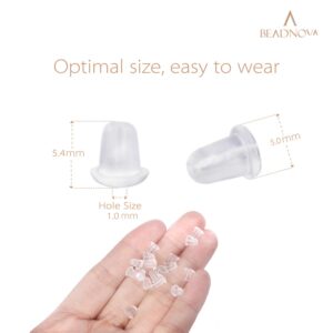 BEADNOVA Earring Backs for Studs Plastic Rubber Clear Earring Backs Silicone Pierced Earring Backings Secure Safety Hypoallergenic Earring Stoppers for Hook Earring (1000 pcs)