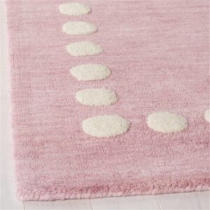 SAFAVIEH Kids Collection Area Rug - 8' x 10', Pink, Handmade Polka Dot Border Wool, Ideal for High Traffic Areas in Living Room, Bedroom (SFK802U)