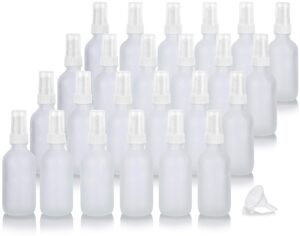 juvitus 2 oz frosted clear glass boston round white treatment pump bottle + funnel (24 pack)