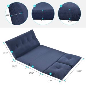 Harper & Bright Designs Adjustable 5-Position Floor Chair Folding Lazy Sofa Padded Floor Chair, Blue