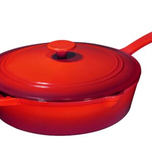 Enameled Cast Iron Skillet Deep Sauté Pan with Lid, 12 Inch, Duke Blue