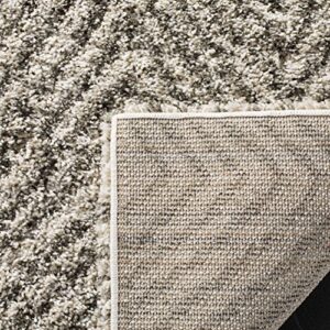 SAFAVIEH Hudson Shag Collection Accent Rug - 2' x 3', Ivory & Grey, Chevron Design, Non-Shedding & Easy Care, 2-inch Thick Ideal for High Traffic Areas in Entryway, Living Room, Bedroom (SGH375A)