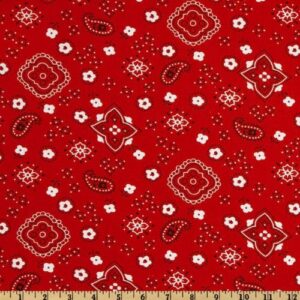 bandana prints red, fabric by the yard